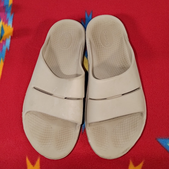 OOFOS | Shoes | Oofos Tan Slide Sandals Unisex M1 W13 | Poshmark
